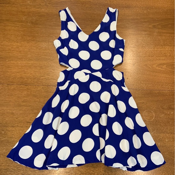 péoleo | Dresses | Poleo Blue Sleeveless Mini Dress With White Polka ...